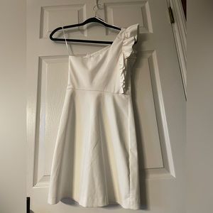 Zara | Dresses | Zara White Ruffle One Shoulder Dress | Poshmark